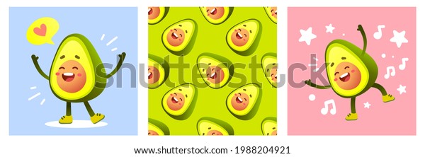 Vector Set Illustration Happy Character Green Stock Vector (Royalty ...