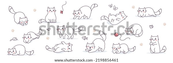 Vector Set Illustration Happy Cute Different Stock Vector (Royalty Free ...