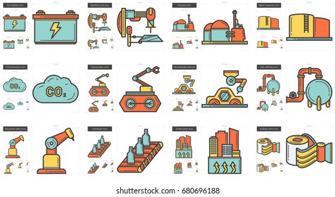 Vector Set Industrial Line Icons Isolated Stock Vector (Royalty Free ...