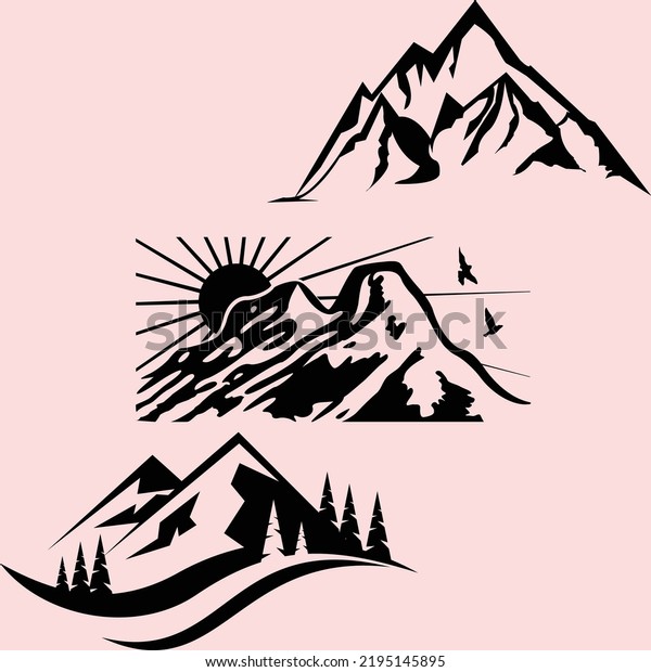 Vector Set Isolated Snowy Mountains Mountain Stock Vector (Royalty Free ...