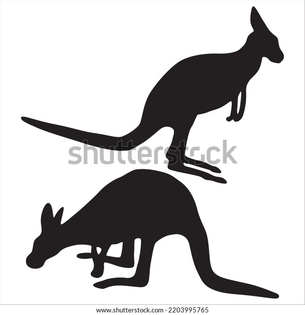 Vector Set Kangaroo Silhouettes Illustration Isolated Stock Vector ...