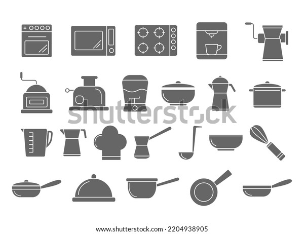 Vector Set Kitchen Accessories Pictograms Icons Stock Vector (Royalty ...