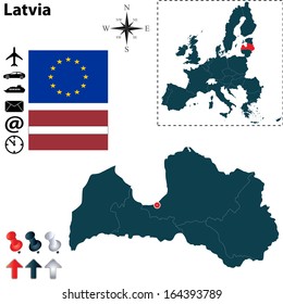 Vector Set Latvia Country Shape Flags Stock Vector (Royalty Free ...