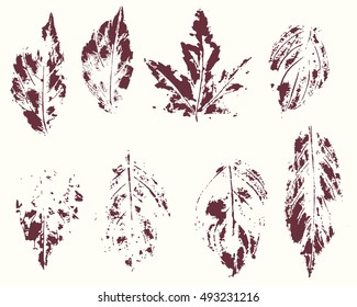 Vector Set Leaves Imprint Clip Art Stock Vector (Royalty Free ...