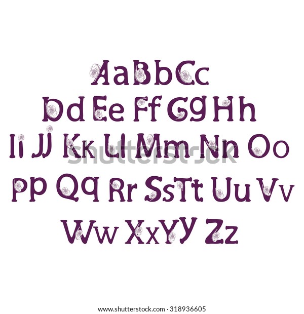 Vector set of letters with a snail. Snail alphabet for your design