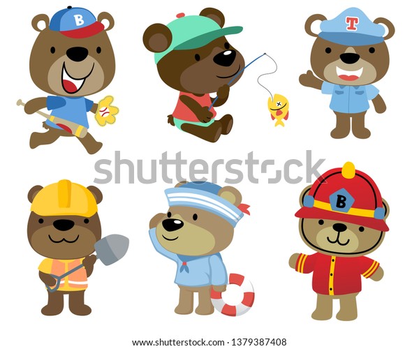 Vector Set Little Bears Cartoon Stock Vector (Royalty Free) 1379387408 ...