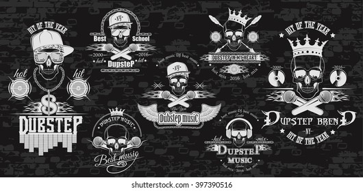 Vector Set Logos Dubstep Music Style: เวกเตอร์สต็อก (ปลอดค่าลิขสิทธิ์ ...