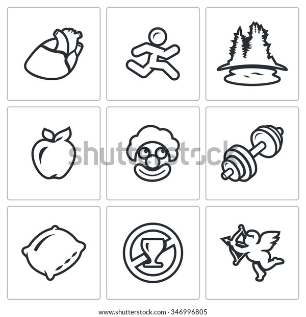 Vector Set Long Life Icons Pulse Stock Vector (Royalty Free) 346996805