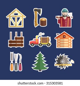 Vector Set Lumberjack Symbols Timber Industry Stock Vector (Royalty ...