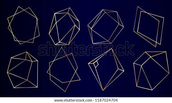 Vector Set Luxury Golden Crystal Shapes Stock Vector (Royalty Free ...