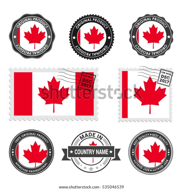 Vector Set Made Canada Labels Approved : image vectorielle de stock ...