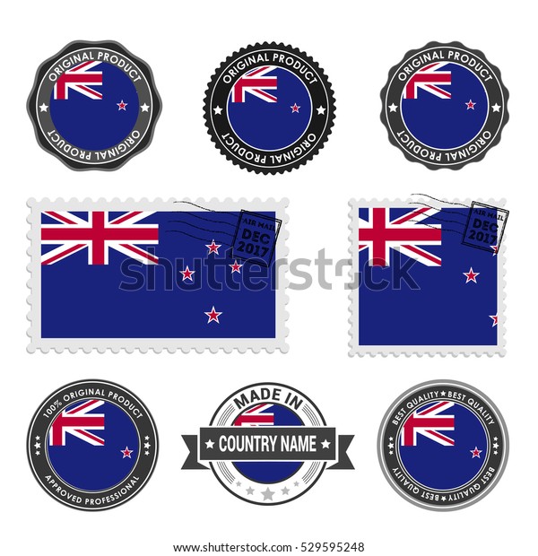 Vector Set Made New Zealand Labels Stock Vector (Royalty Free ...