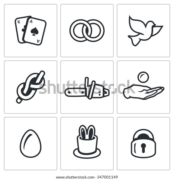 Vector Set Magic Illusion Icons Deck Stock Vector (Royalty Free ...
