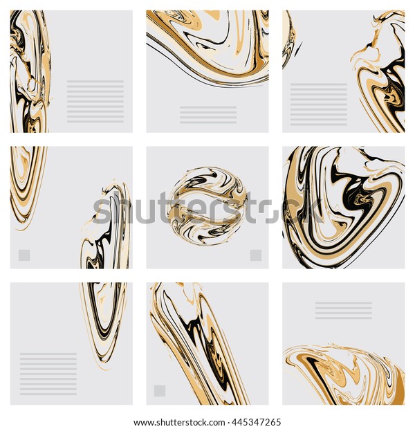 Vector Set Marble Cards Suminagashi Print Stock Vector (Royalty Free ...