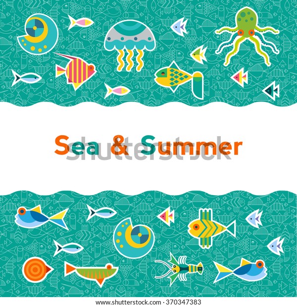Vector Set Marine Animals Aquatic Animals Stock Vector (Royalty Free ...