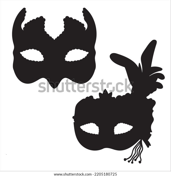 Vector Set Masquerade Ball Masks Silhouettes Stock Vector (Royalty Free ...