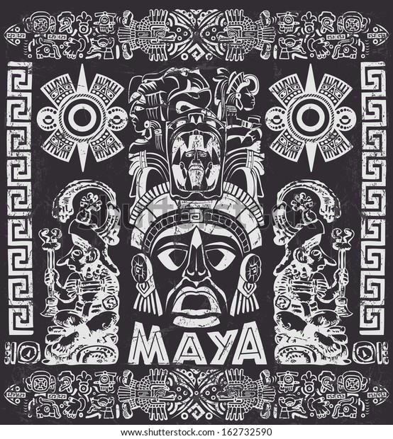 Vector Set Mayan Motifs Grunge Effects: vector de stock (libre de ...