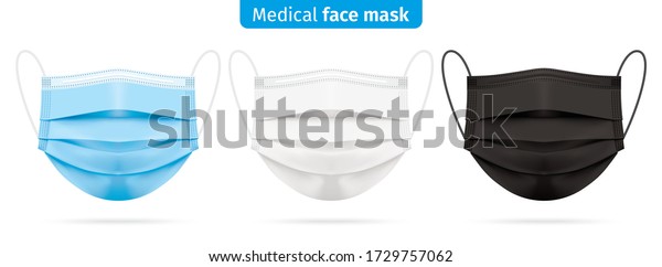 Vector Set Medical Face Masks Blue Stock Vector (Royalty Free) 1729757062