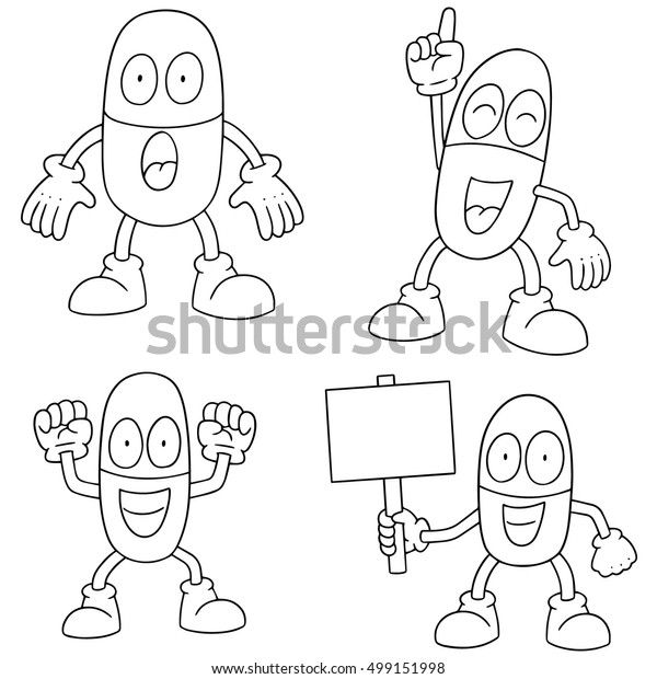 vector set of medicine capsule cartoon