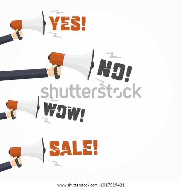 Vector Set Megaphones Various Messages Stock Vector (Royalty Free ...