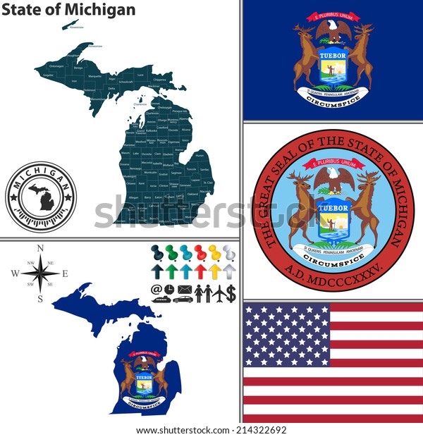 Vector Set Michigan State Seal Icons Stock Vector (Royalty Free ...