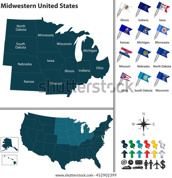 Vector Set Midwestern United States Flags Stock Vector (Royalty Free ...