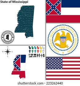 Vector Set Mississippi State Flag Icons Stock Vector (Royalty Free ...
