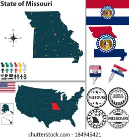 Vector Set Missouri State Flag Icons Stock Vector (Royalty Free ...