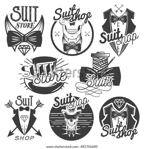 Vector Set Monochrome Suit Shop Labels Stock Vector (Royalty Free ...