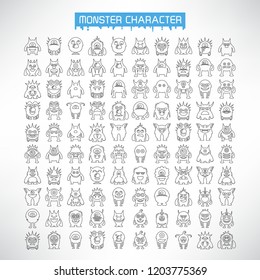 Vector Set Monster Icons Line Design Stock Vector (Royalty Free ...