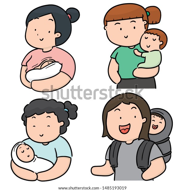 Vector Set Mother Children Cartoon Stock Vector (Royalty Free ...