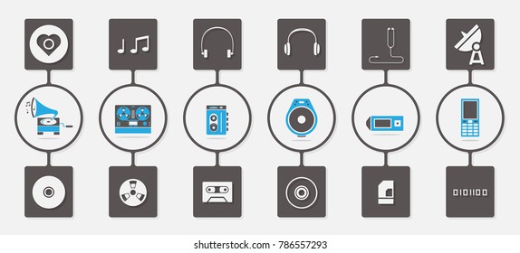 Vector Set Music Media Icons Simple Stock Vector (Royalty Free ...