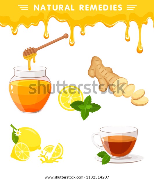 Vector Set Natural Remedies Ginger Root Stock Vector (Royalty Free ...