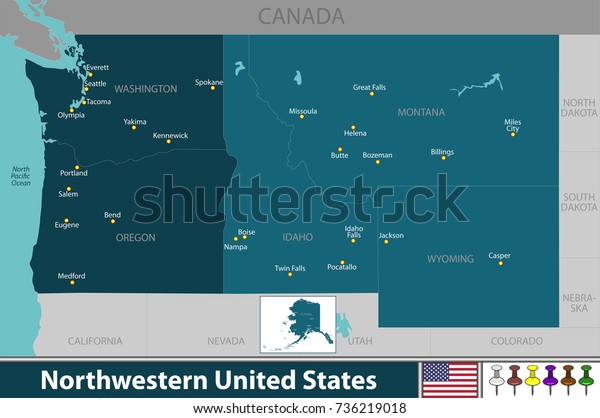 Vector Set Northwestern United States Neighboring Stock Vector (Royalty ...