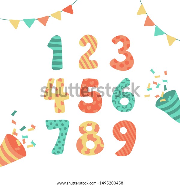 Vector Set Number Shaped Colorful Birthday Stock Vector (Royalty Free ...