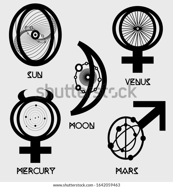 Vector Set Occult Symbolism Planets Sign Stock Vector (Royalty Free ...