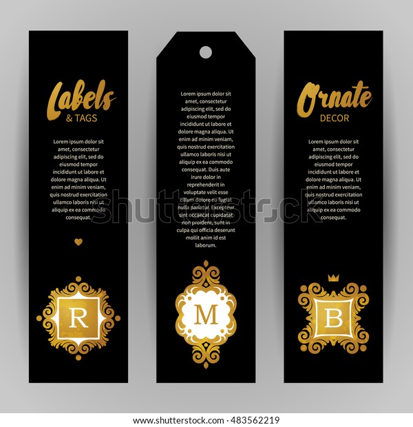 Vector Set Ornate Luxury Vertical Tags Stock Vector (Royalty Free ...