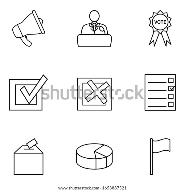 Vector Set Outline Elections Icons Politics Stock Vector (Royalty Free ...