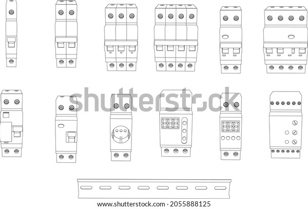 Vector Set Outline Switchboard Elements Fuse Stock Vector (Royalty Free ...