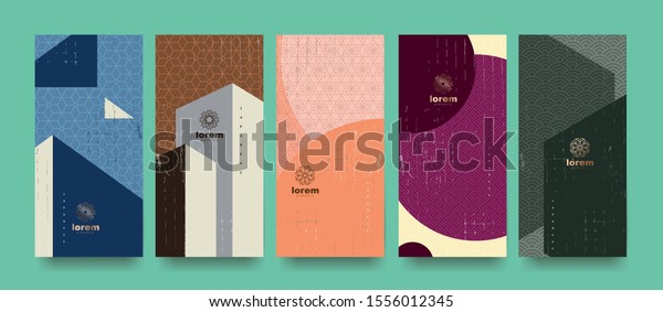 Vector Set Packaging Templates Japanese Nature Stock Vector (Royalty ...
