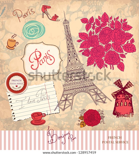 Vector Set Paris Symbols Stock Vector (Royalty Free) 128957459 ...