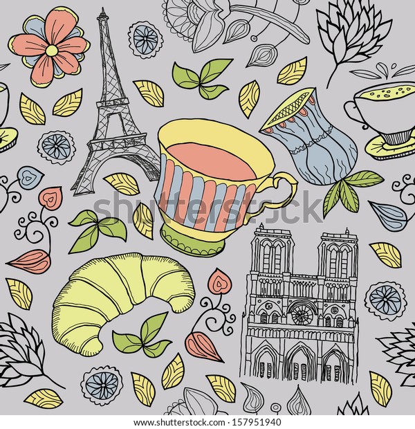 Vector Set Paris Symbols Vector Seamless Stock Vector (Royalty Free ...