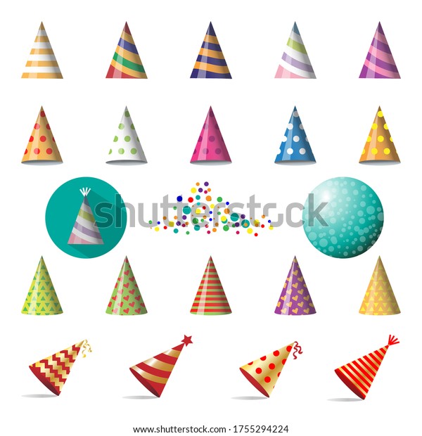 Vector Set Party Caps Colorful Party Stock Vector (Royalty Free ...