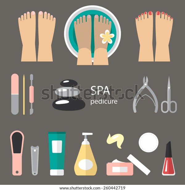 Vector Set Pedicure Tools Feet Cosmetics Stock Vector (Royalty Free ...