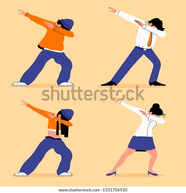 Vector Set People Dabbing Casual Office Stock Vector (Royalty Free ...