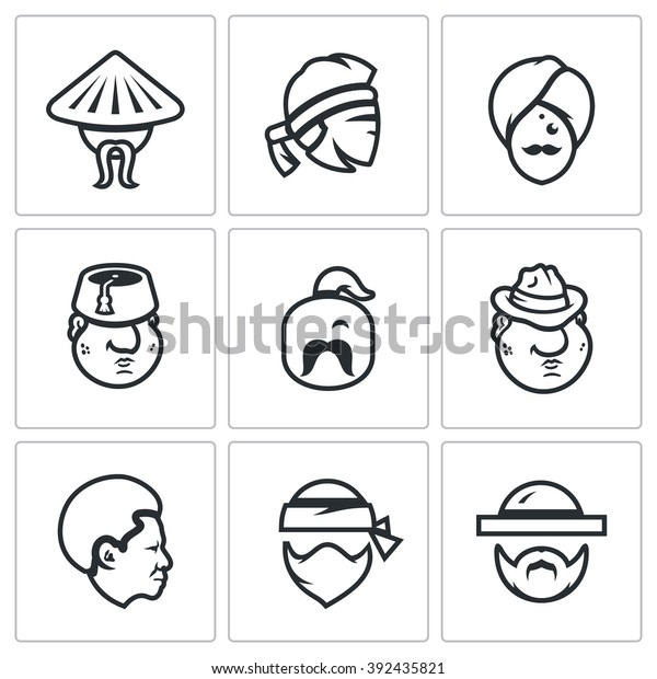 Vector Set People Nation Icons Chinese Stock Vector (Royalty Free ...