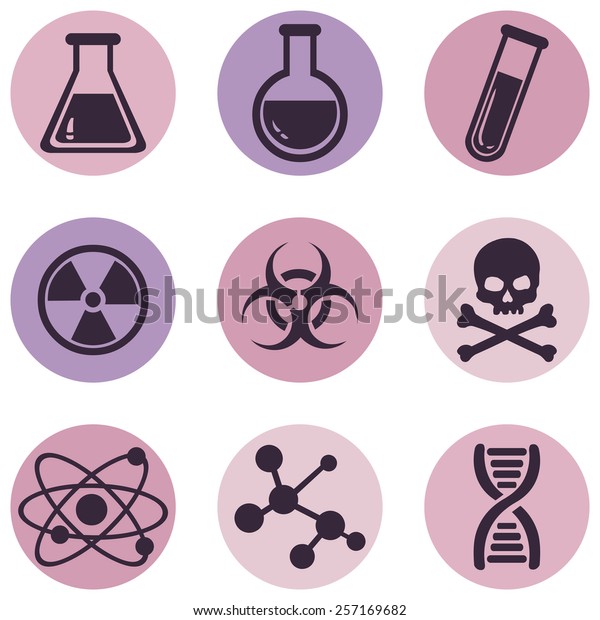 Vector Set Pink Purple Chemistry Icons Stock Vector (Royalty Free ...