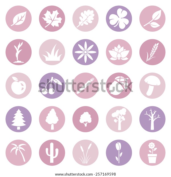 Vector Set Pink Purple Plants Icons Stock Vector (Royalty Free ...