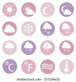 Vector Set Pink Purple Weather Icons Stock Vector (Royalty Free ...