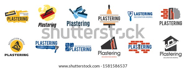 Vector Set Plastering Finishing Company Logos Stock Vector (Royalty ...